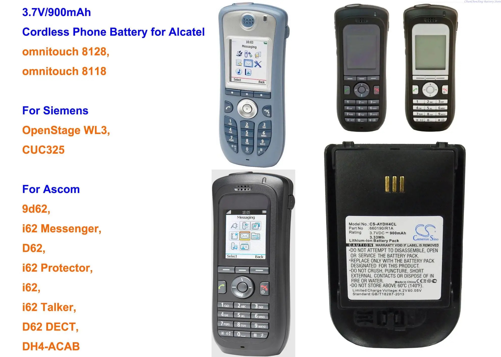 Cameron Sinoแบตเตอรี่900MAhสำหรับAlcatel Omnitouch 8118, 8128,สำหรับ ...