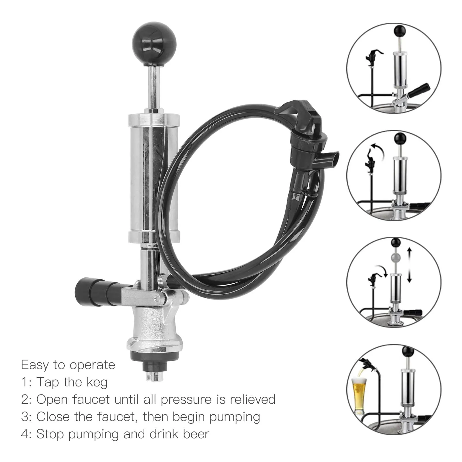 Beer Keg Pumps, 4 Inch Threaded Beer Keg Tap Party Pump Steel Beer ...