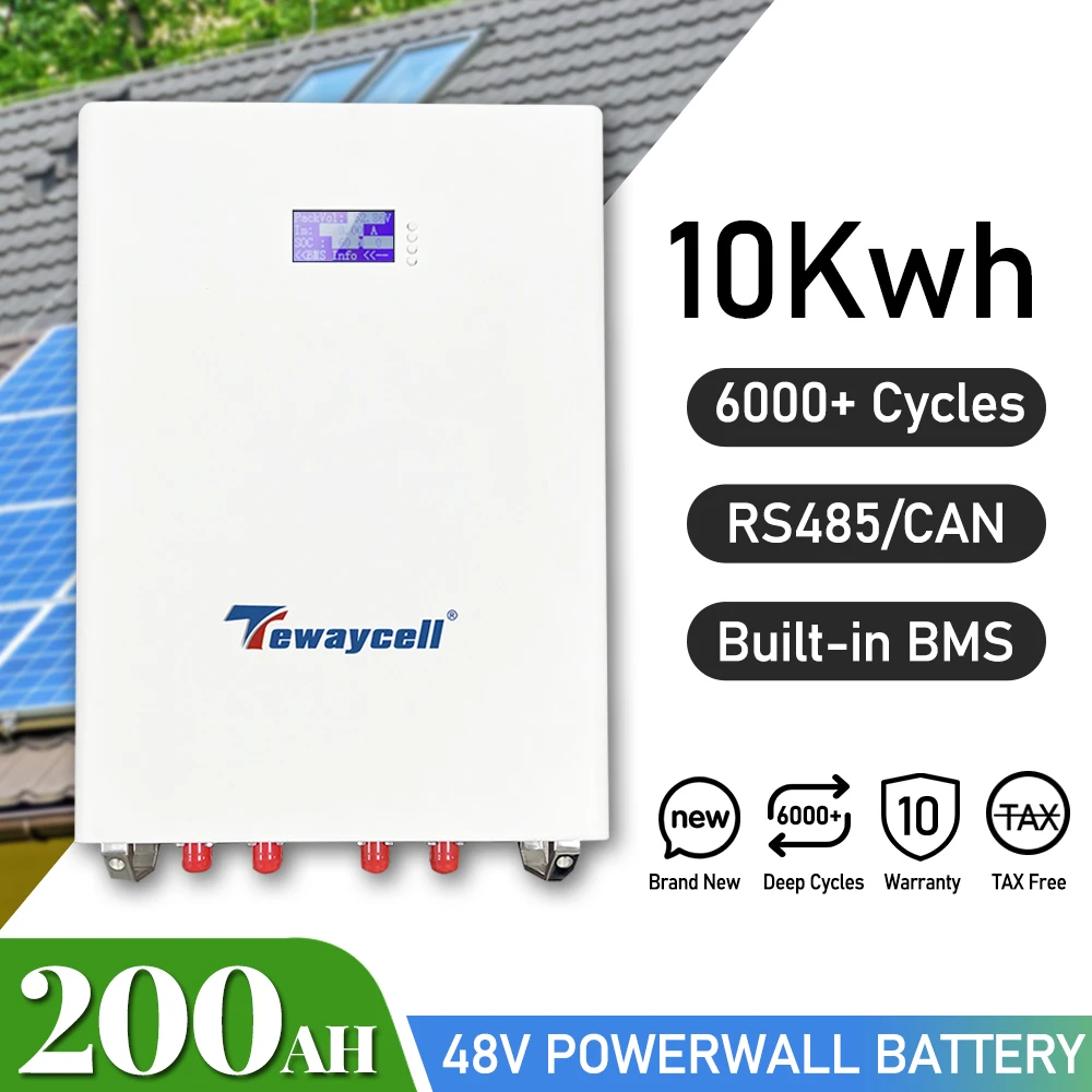 Teway-cell-48v-200ah-Power-wall-10kwh-Lifepo4-Akku-mit-RS485-kann-6000 ...