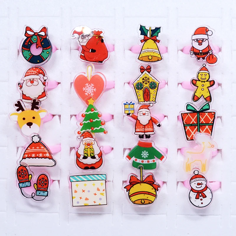 10-20pcs-Christmas-Rings-Cute-Santa-Claus-Snowman-Tree-Elk-Xmas-Rings ...