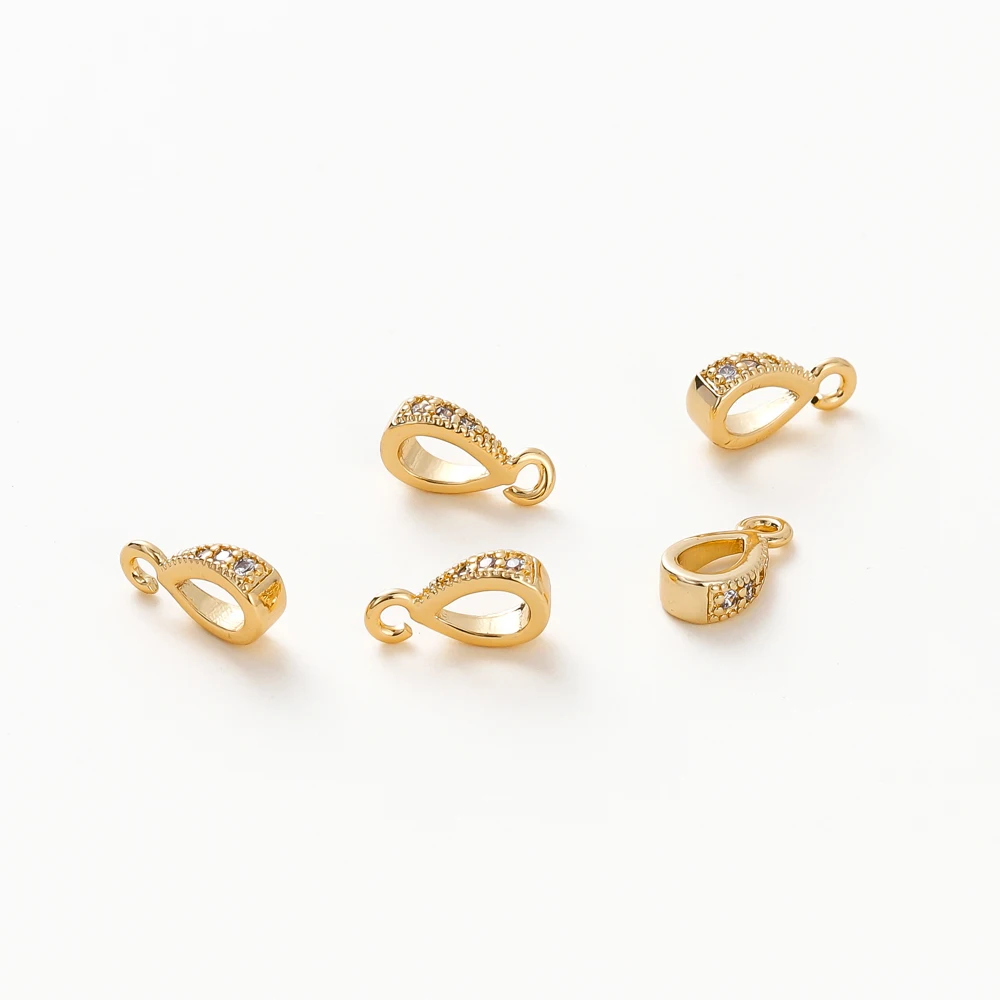 4PCS/lot 14K 18K Gold Color Plated Brass with Zircon Bale Pinch Clasp ...