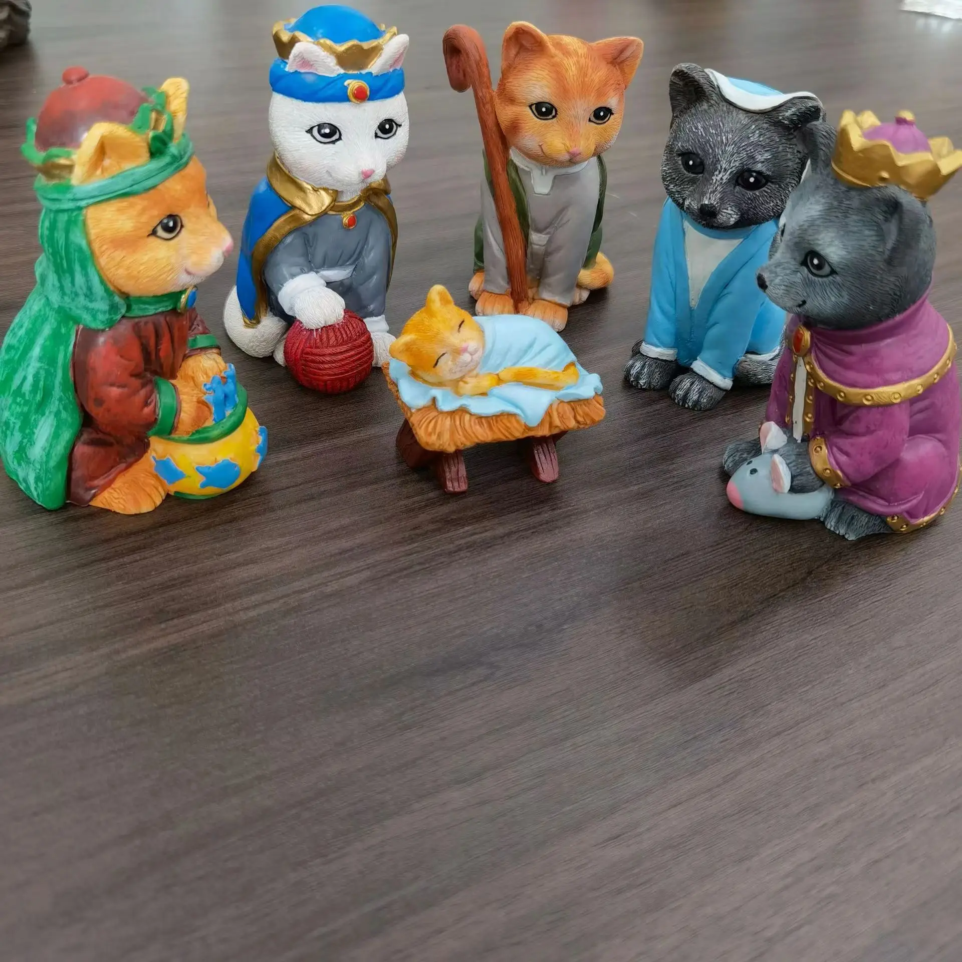 Nativity-Royal-Cats-Christmas-Decoration-Resin-Crafts-Animal-Cat ...