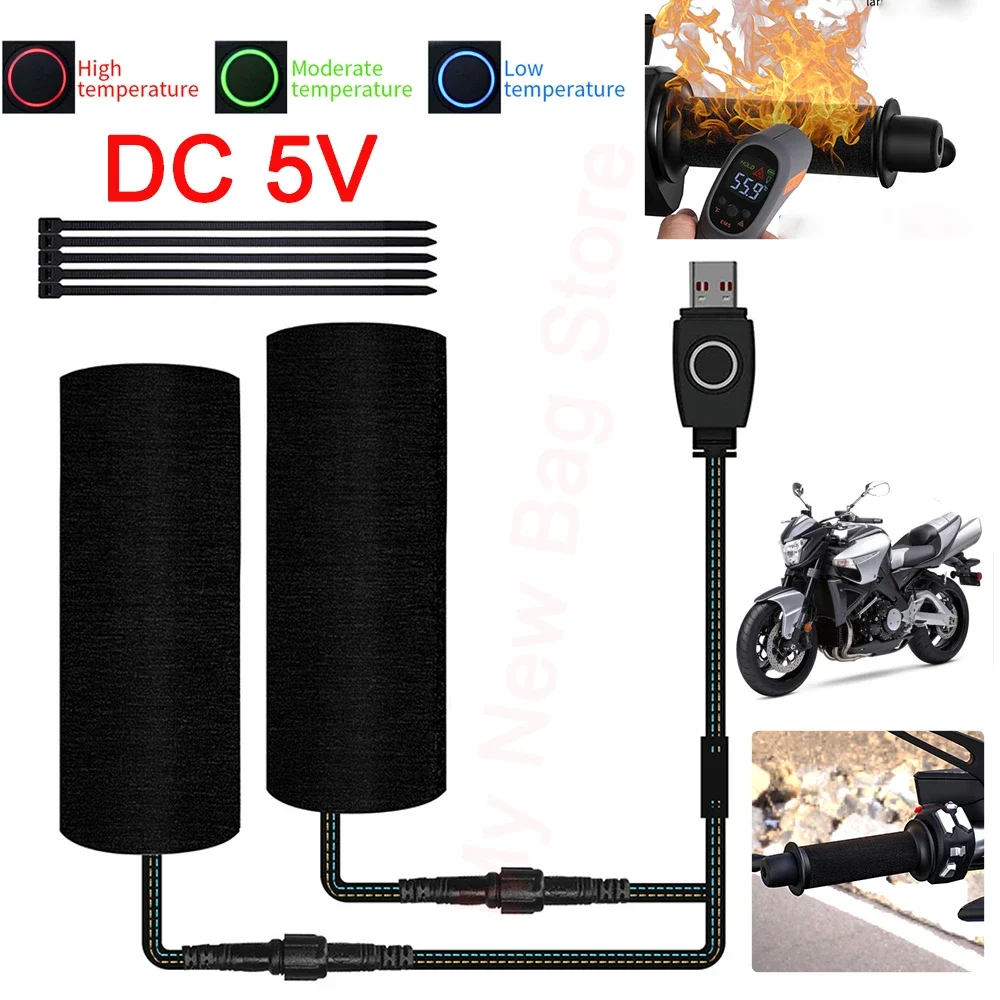 USB-Heated-Grip-Cover-Motorcycle-Hand-Heated-Grips-Smart-Temperature ...