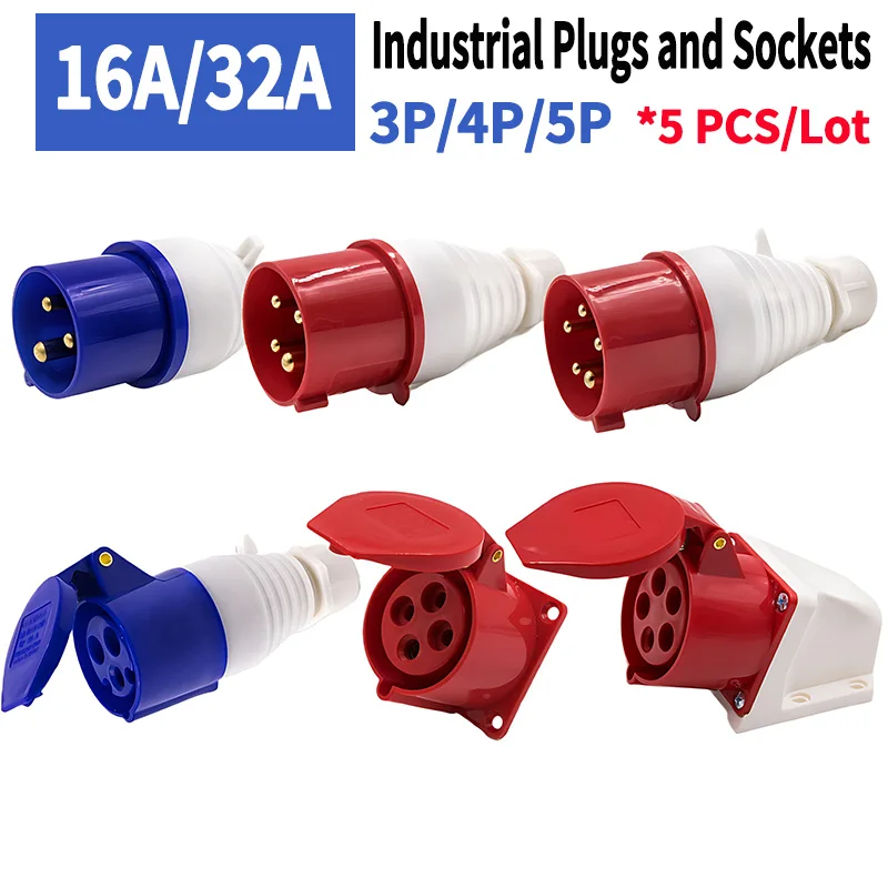 5Pcs-16A-32A-3P-4P-5P-IP44-Waterproof-Male-Female-Electrical-Connector ...