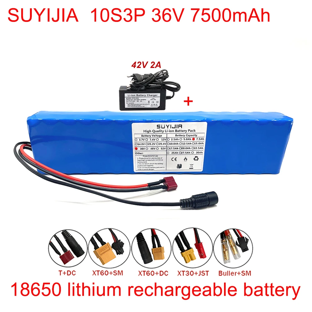 10S3P 36V 7.5AH 18650 Lithium Battery Pack for Electric Bicycle Electric Scooter Electric ...