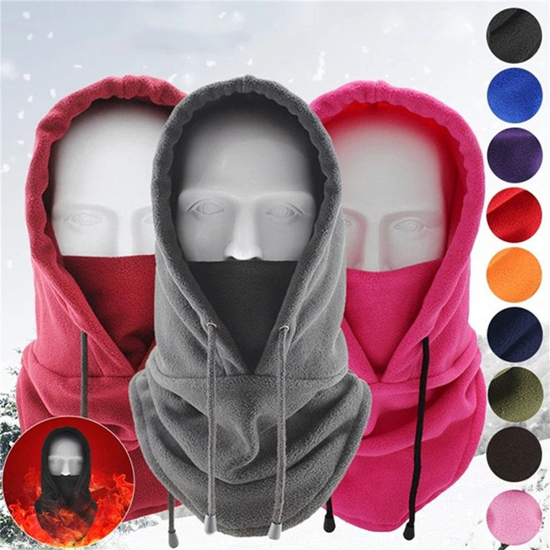 Thermal-Fleece-Balaclava-Hat-Hooded-Neck-Warmer-Cycling-Face-Mask ...