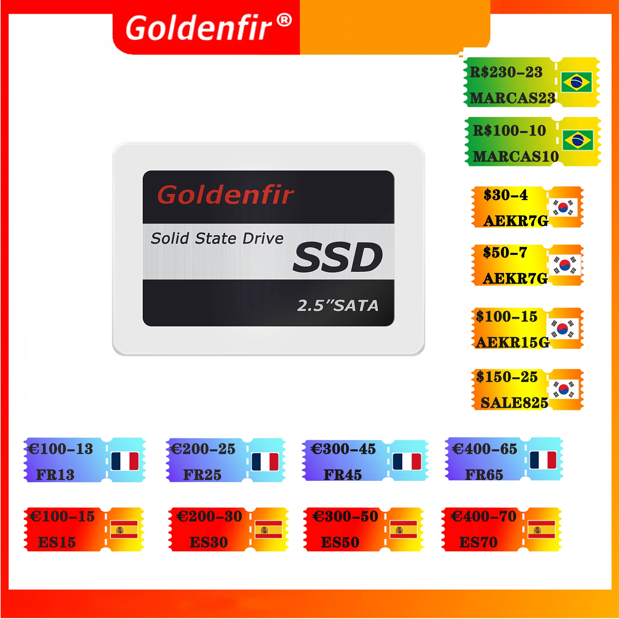 Goldenfir-Unidades de estado sólido internas, Disco rígido SATA III, SATA3, 2.5 SSD, 128GB ...