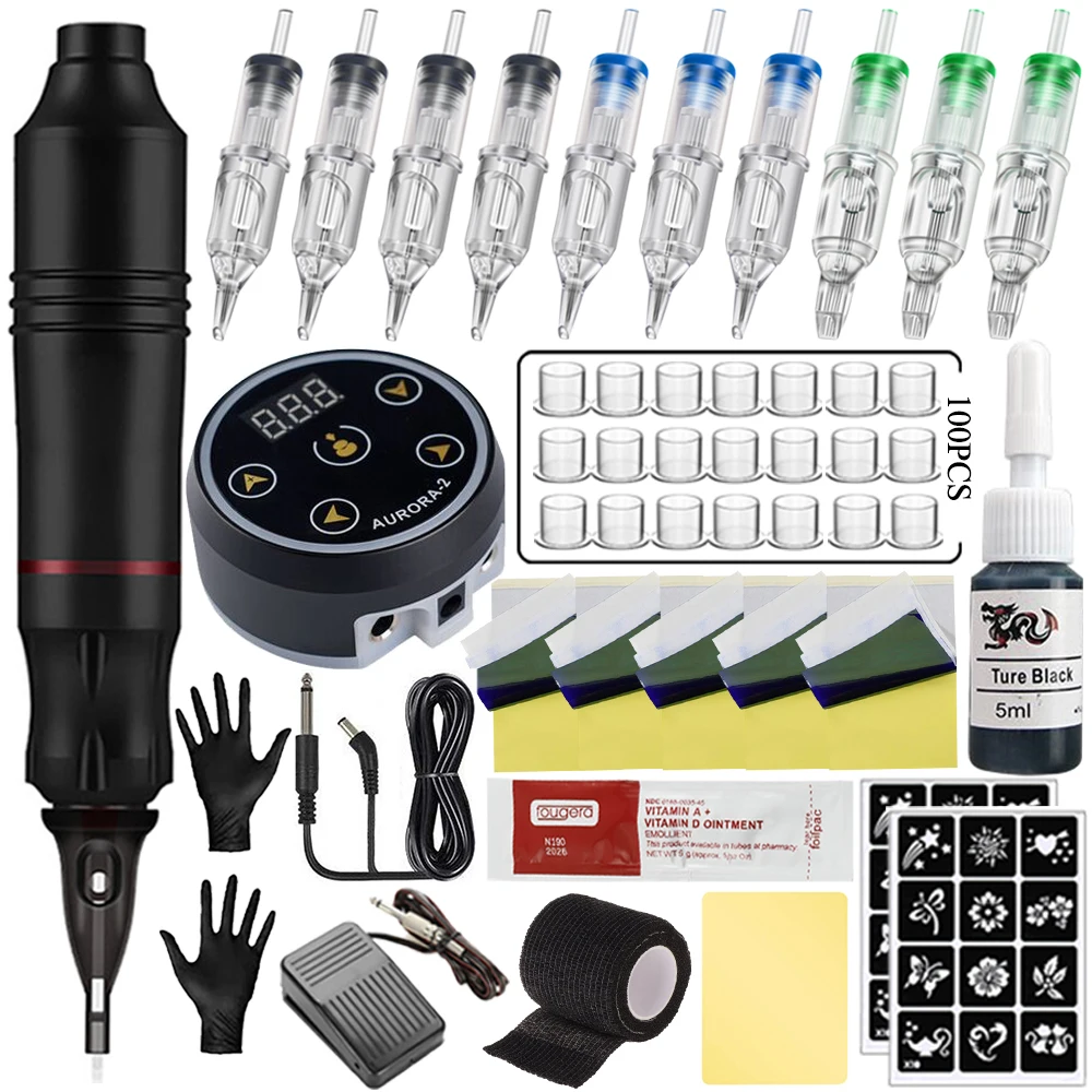 Professional-Tattoo-Kit-Rotary-Tattoo-Machine-Kit-Set-with-Power-Supply ...