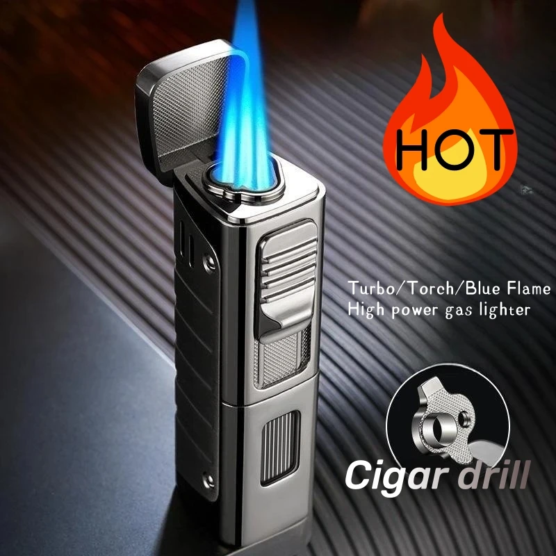 HOT Metal Windproof Turbine Torch Butane Gas Lighter Outdoor Kitchen ...