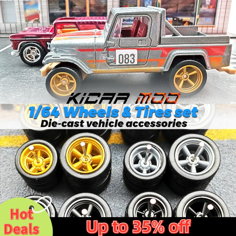 Ruedas de coche modelo 1/64 con neumáticos desmontables de goma, piezas ...