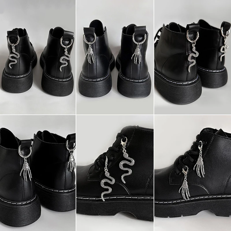 Hebilla-de-zapato-de-mano-de-calavera-Punk-botas-Martin-de-serpiente-de ...