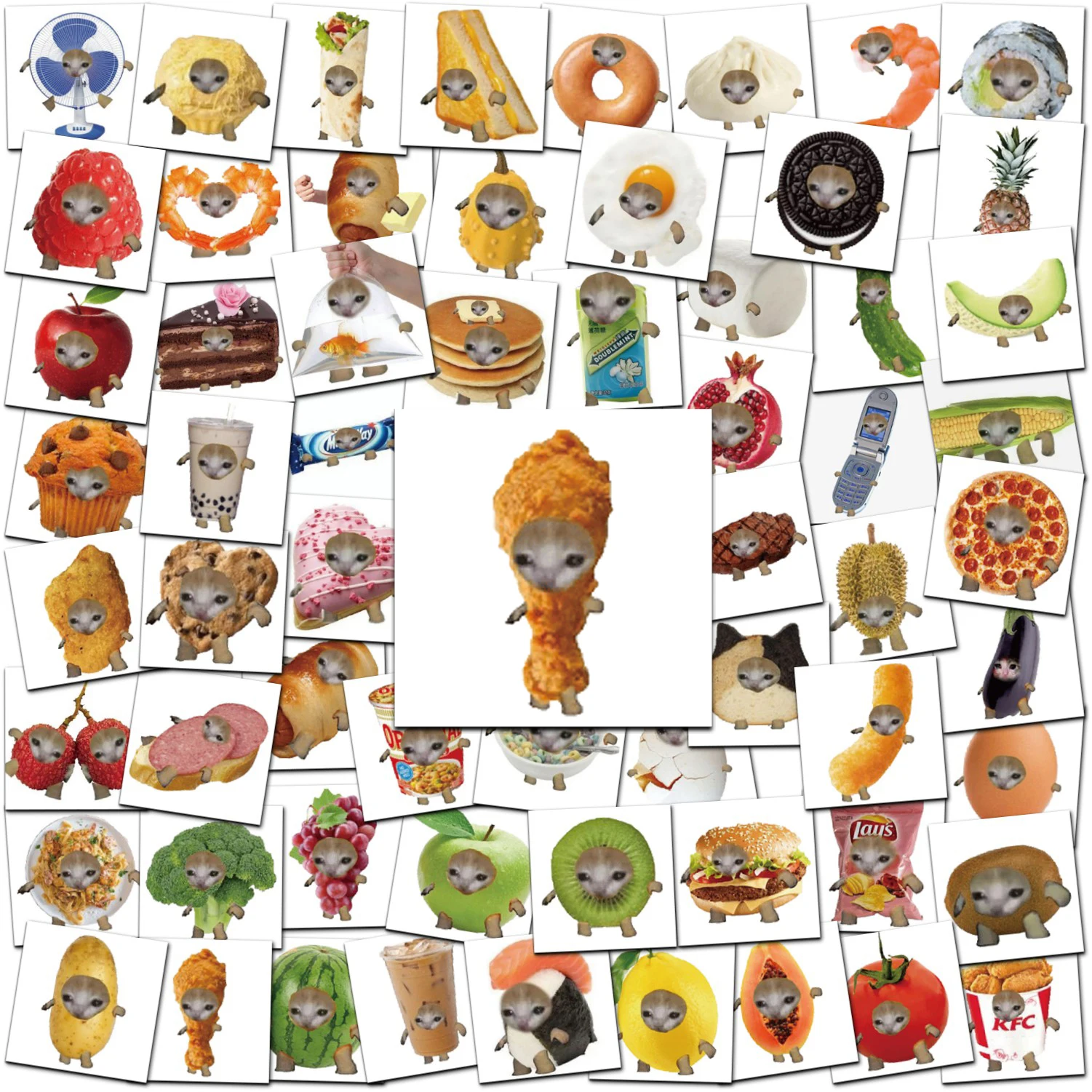 10-50Pcs-Funny-Food-Cat-Meme-Stickers-Laptop-Fridge-Skateboard-Phone ...