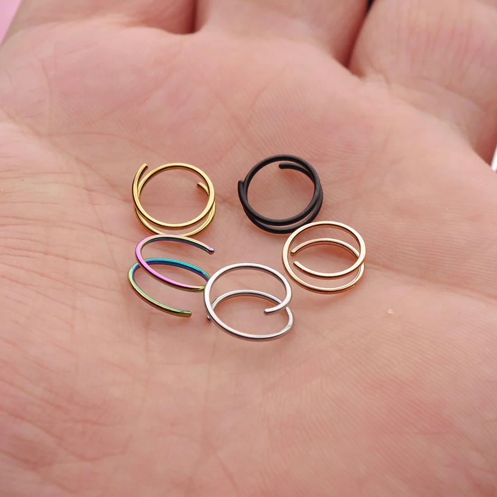 Piercing au nez,1pair Gold-10mm--Anneau de nez en acier inoxydable à ...