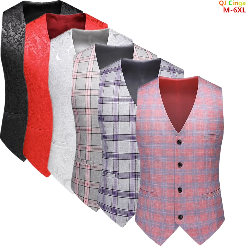 Striped-Plaid-Suit-Vest-Men-s-Fashion-Slim-Vests-Single-breasted-V-neck ...