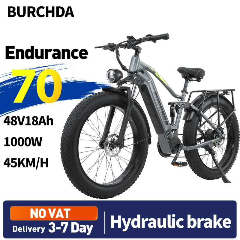 Burchda Rx50/80 1000w 45km/h Adult Electric Bicycle 48v18ah Lithium Battery 4.0 Fat Tire 26 Inch ...