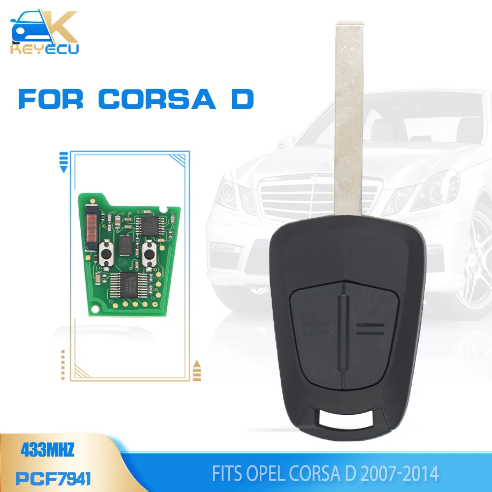 KEYECU 434MHz PCF7941 Car Key Remote Control 2 buttons for Opel Corsa D ...