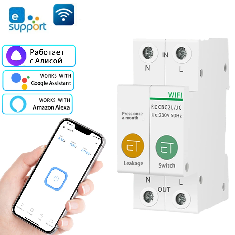 eWeLink Voltage Relay Wifi Smart Circuit Breaker With Energy Meter 1/2P ...
