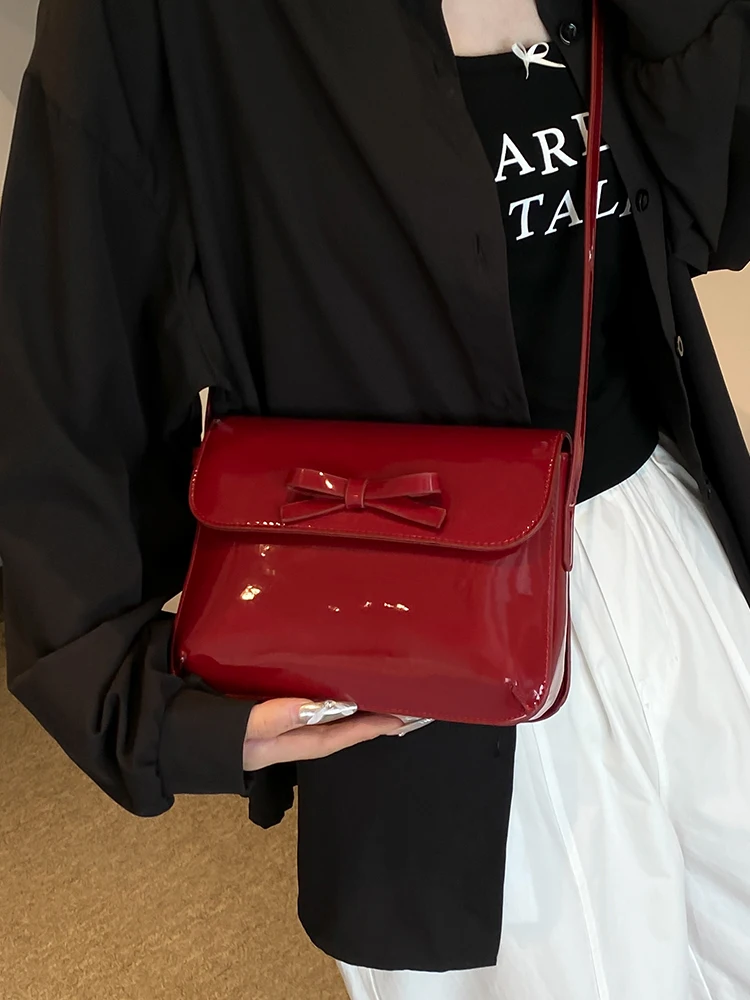 High-end-Patent-Leather-Glossy-Cherry-Red-Underarm-Bag-2024-New-Ladies ...
