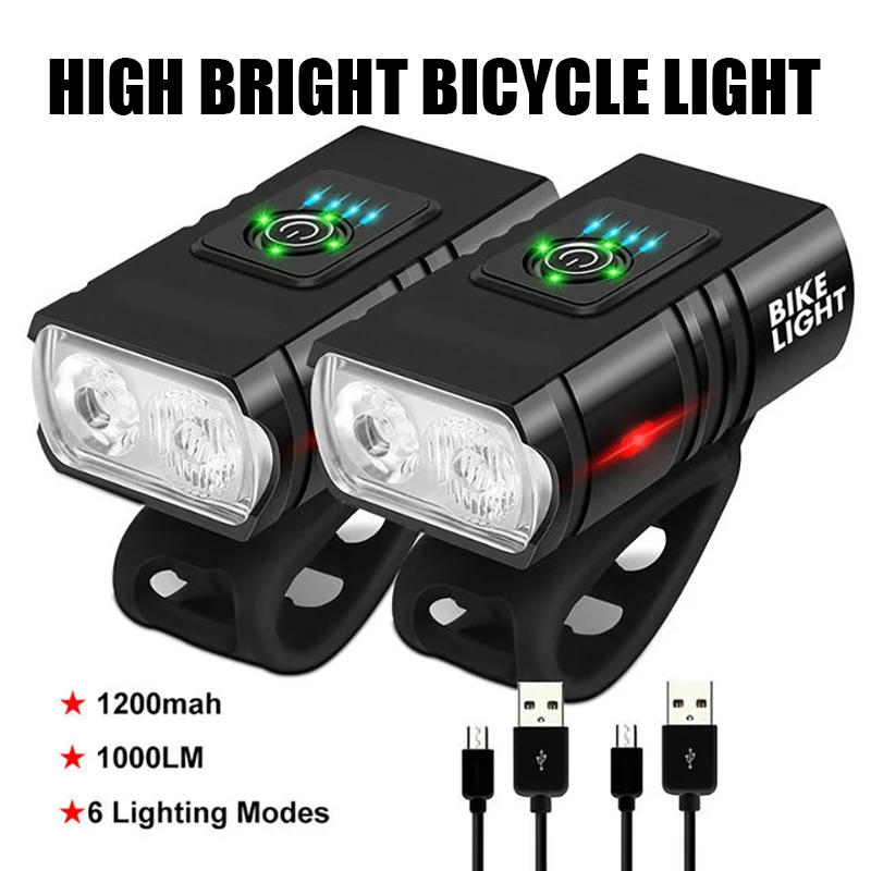 Bicycle-Light-2T6-LED-Front-USB-Rechargeable-Mountain-Bicycle-Lamp ...