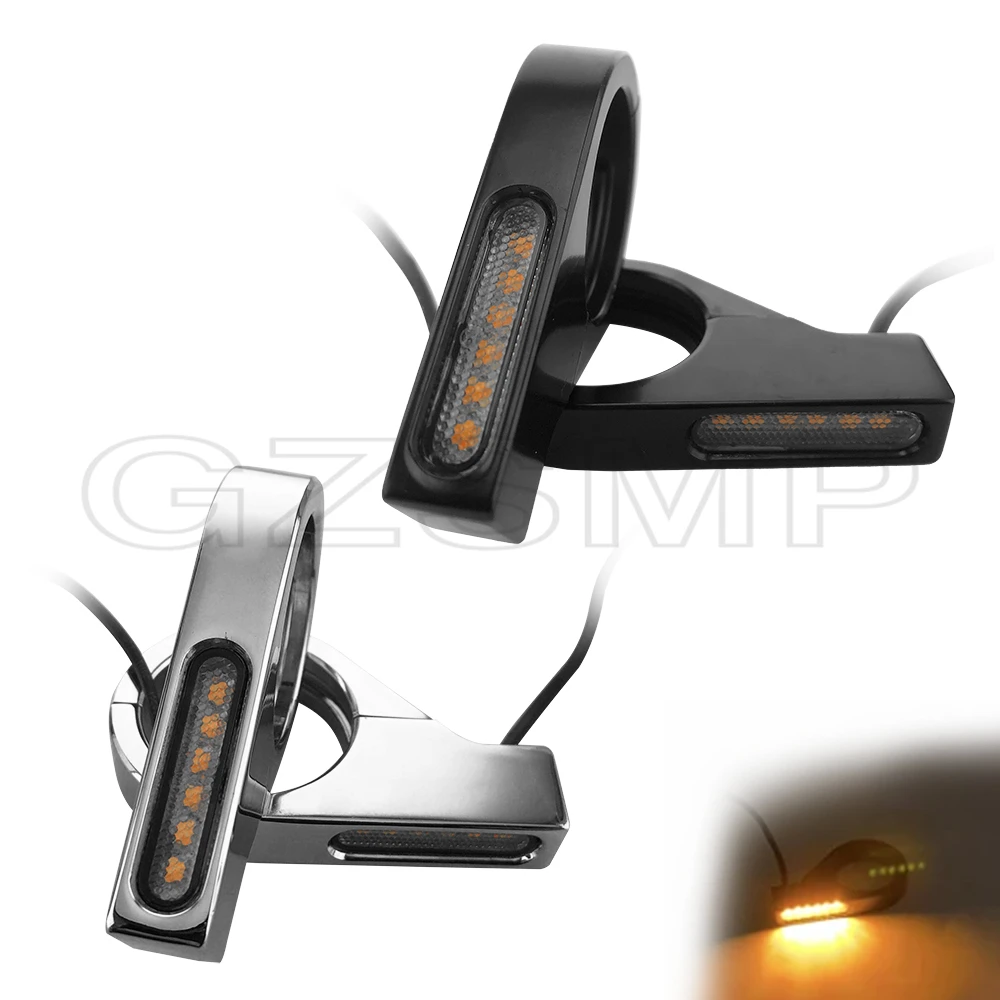 Motorcycle-LED-Turn-Signal-Amber-Lamp-39-41mm-Fork-Tubes-Clamp ...