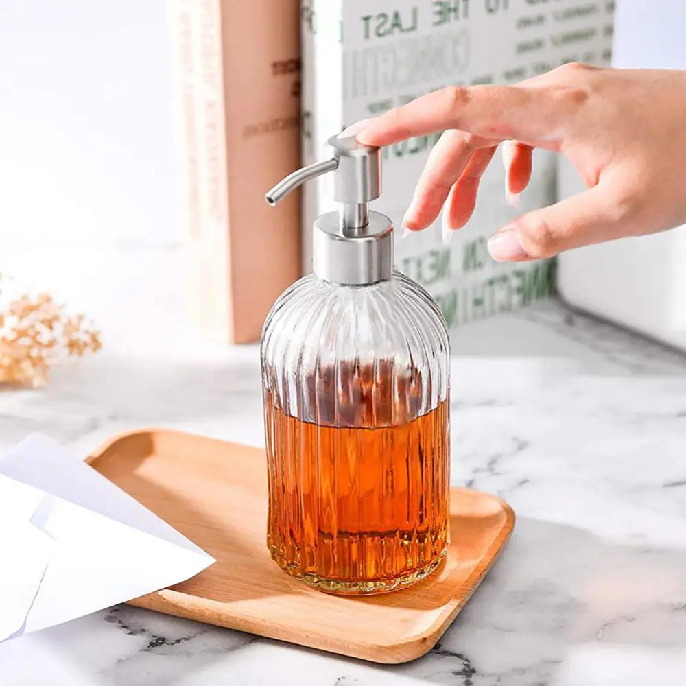 Pump-Bottle-400ml-Liquid-Soap-Shower-Gel-Shampoo-Dispenser-Glass-Empty ...