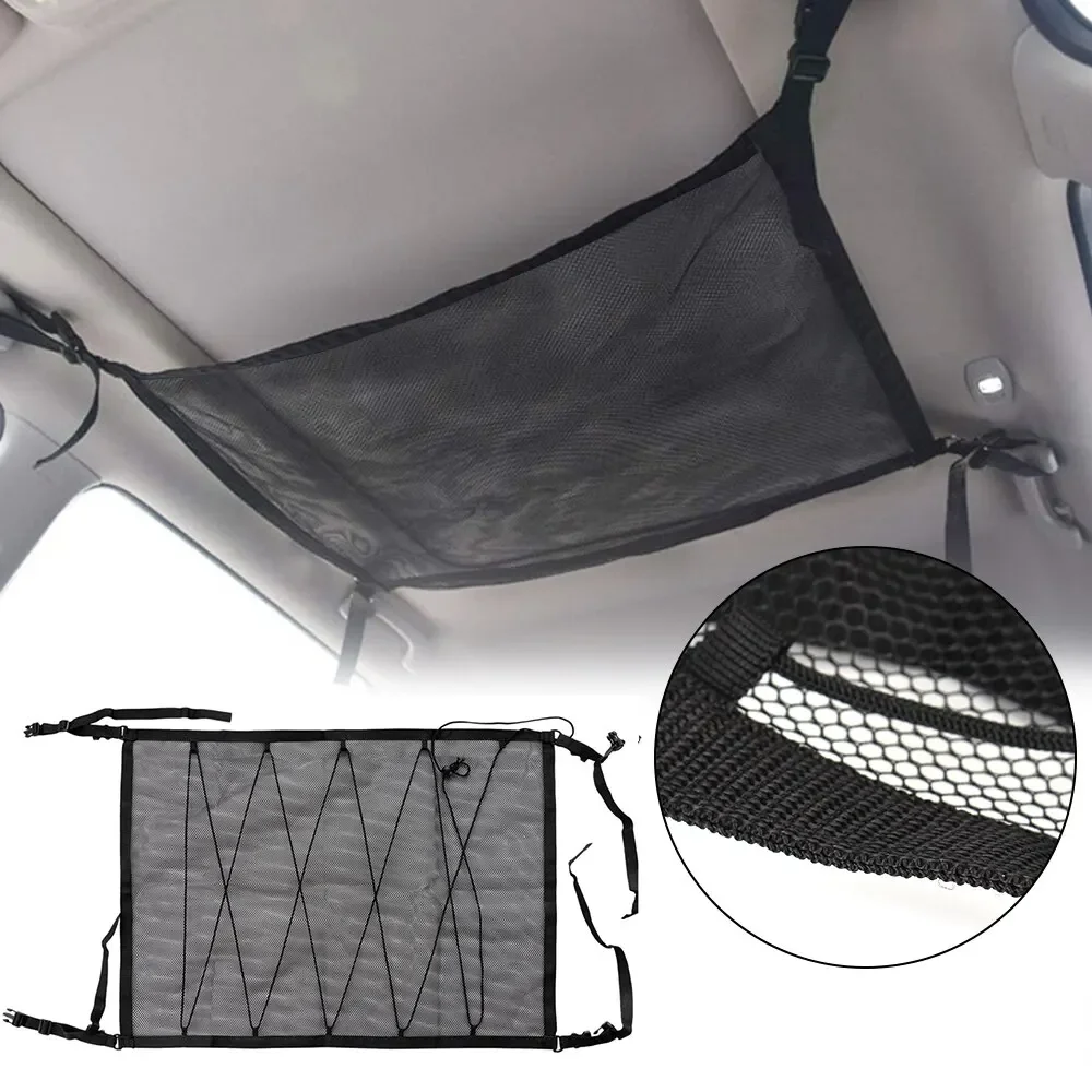Double Layer Car Ceiling Storage Net Pocket Roof Bag Interior Cargo ...