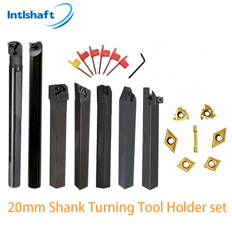 Intlshaft 7Sets of 20MM CNC Lathe Turning Tool Holder Boring Bar with Applicable Inserts and ...