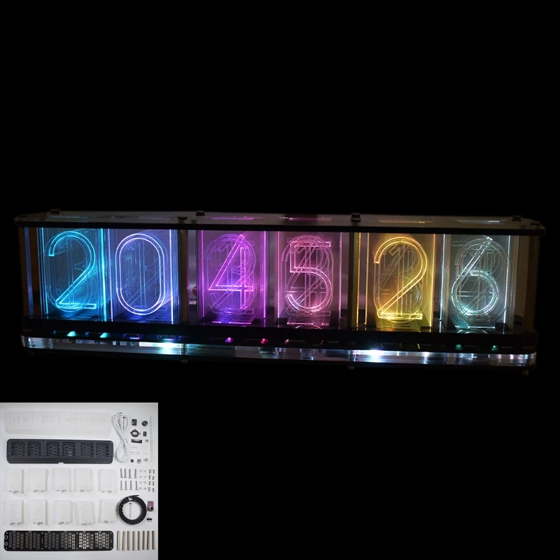 DIY-Kits-RGB-LED-Imitate-Glow-Tube-Clock-LED-Music-Spectrum-tube-Night ...