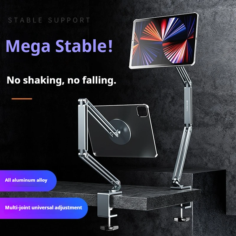 Magnetic-Tablet-Holder-Aluminum-Alloy-Portable-Folding-Long-Arm-Rotatable-stable-Stand-for-Ipad ...