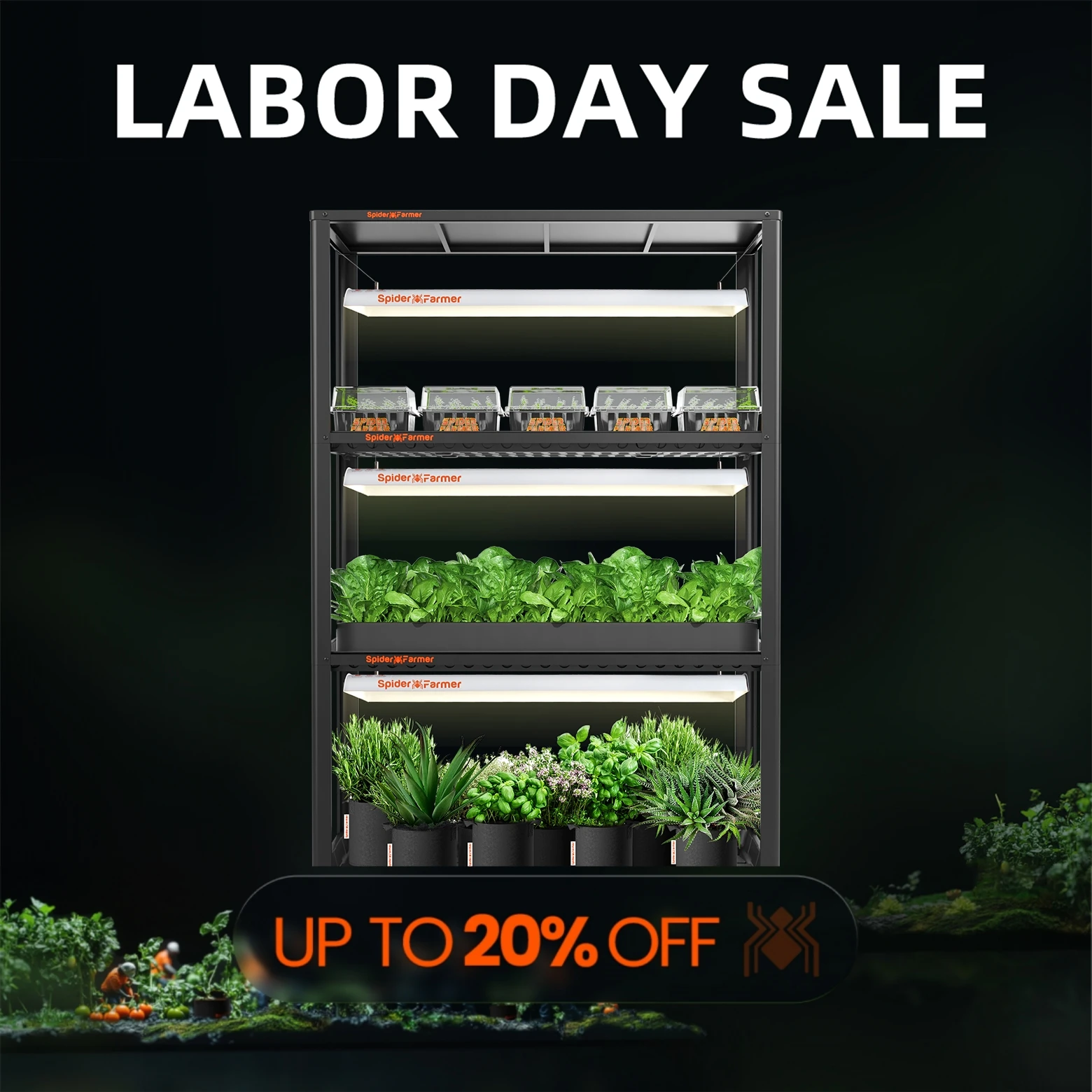 Spider-Farmer-SF600-Growshelves-LED-Grow-Light-3-Layer-W-Metal-Stand ...