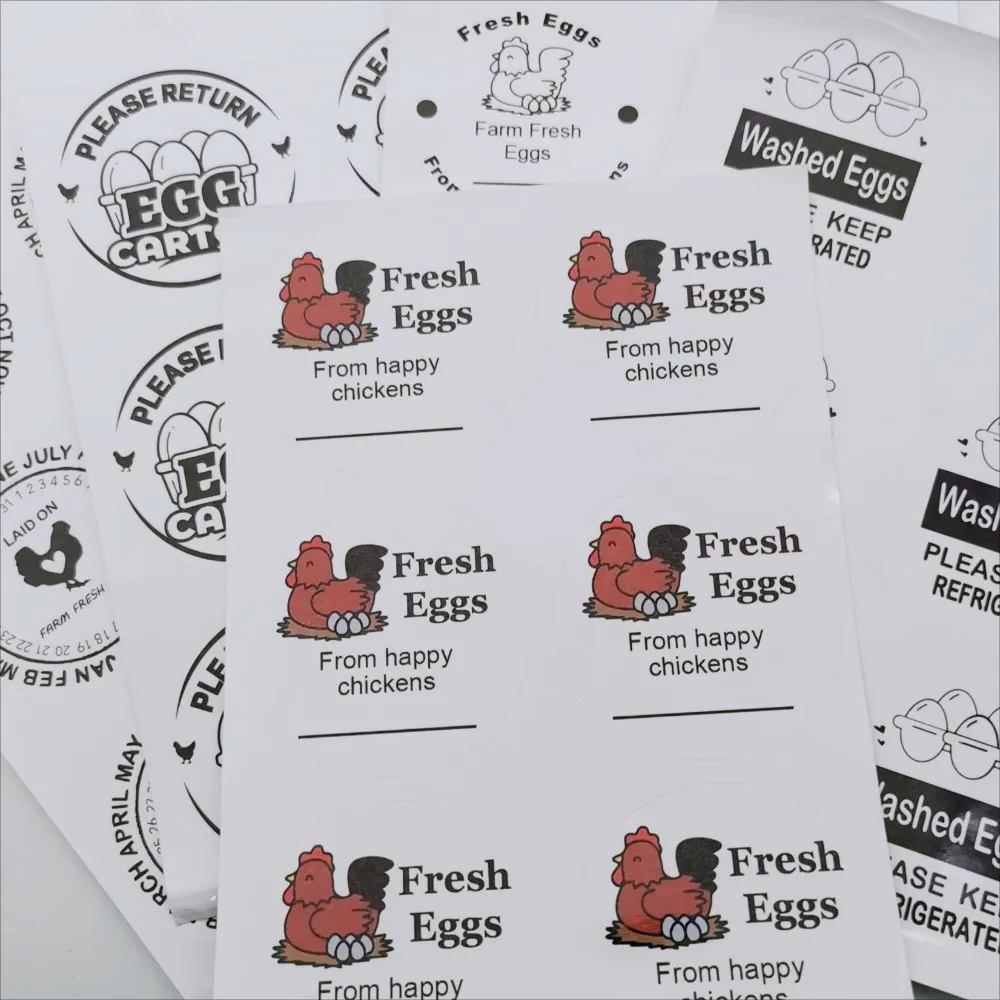 60pcs Farm Fresh Eggs Carton Return Labels 2 Inch Egg Packaging ...