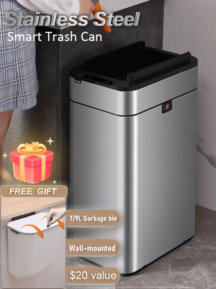 Smart-Trash-Can-Stainless-Steel-Automatic-Sensor-Kitchen-Garbage-Bin ...