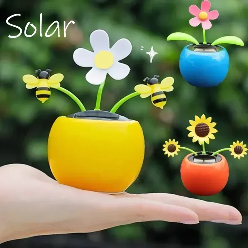 Car-Solar-Sunflower-Ornaments-Swaying-Honey-Bee-Decoration-Ornaments ...