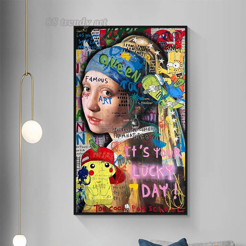 Famous Paintin Graffiti Canvas Painting Girl With A Pearl Earring ...