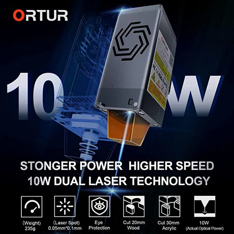 Ortur 10w 레이저 조각기 커터 모듈 목공 레이저 조각 커팅 프린터 기계 업그레이드 레이저 헤드 톱 목공 도구