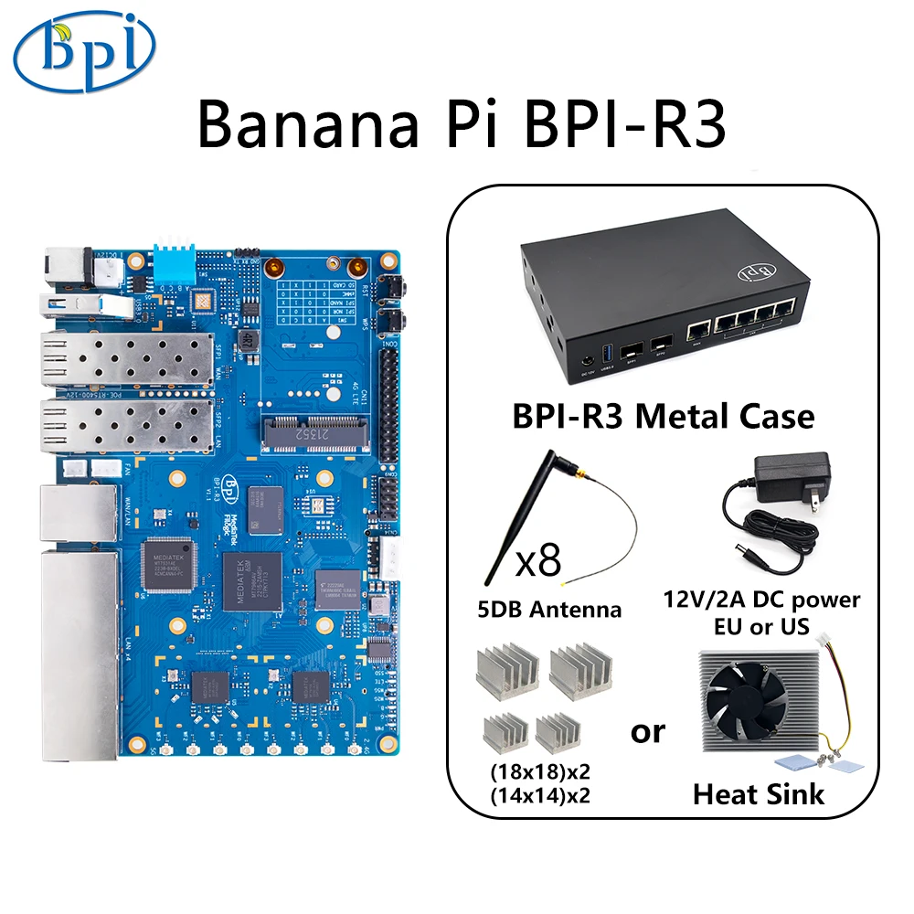 Banana-Pi-BPI-R3-Set-MediaTek-MT7986-2G-DDR4-RAM-8G-eMMC-Flash-5-GbE ...