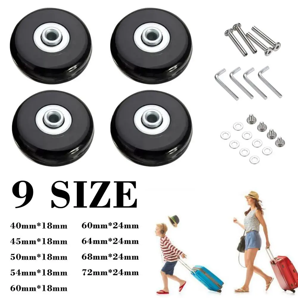 4Pcs Replace Wheels With Screw For Travel Luggage Suitcase Wheels Axles ...