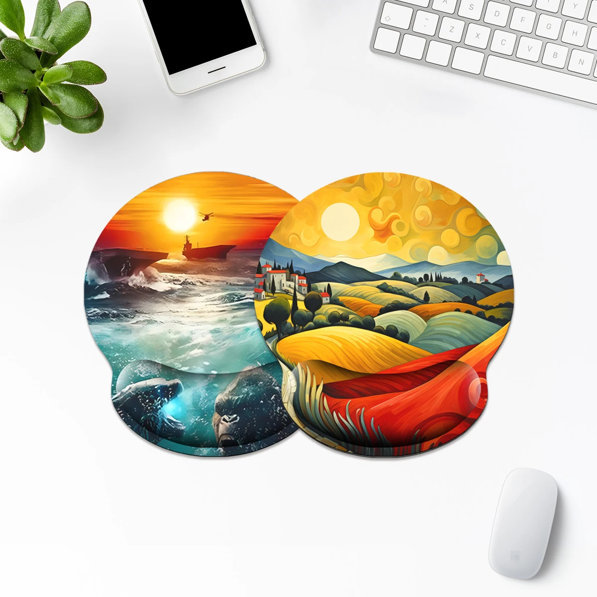 1pc Rural And Sea Scenery Wrist Mouse Pad Ergonomic Soft Anti-Slip ...