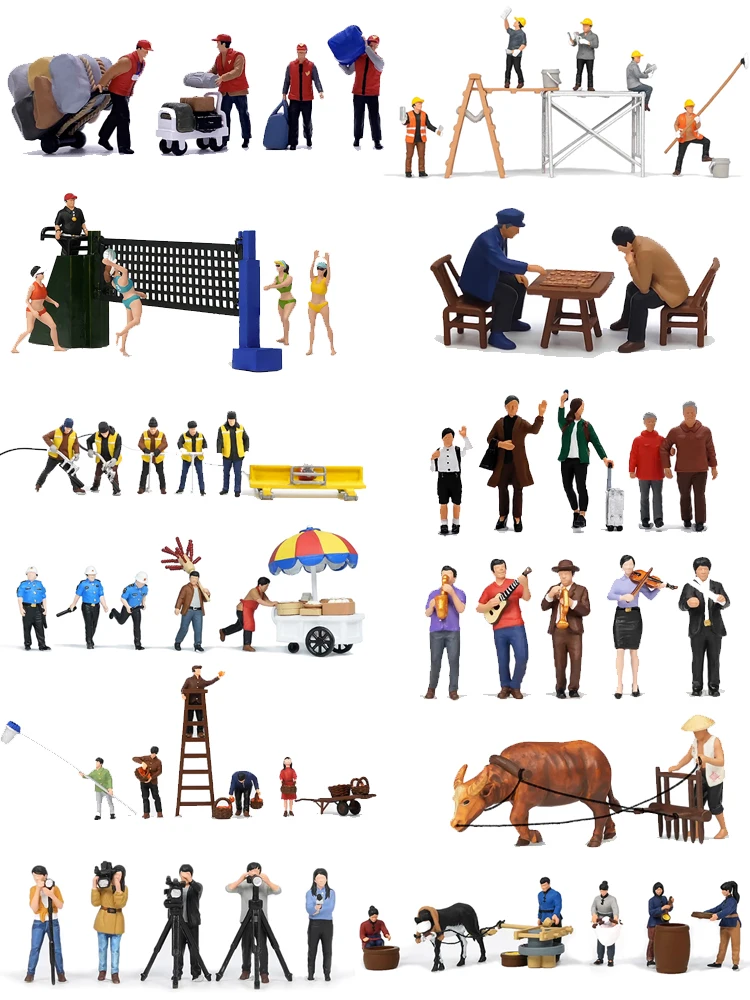 1-87-Painted-Figures-HO-Scale-Train-Figure-Model-Beach-Volleyball ...