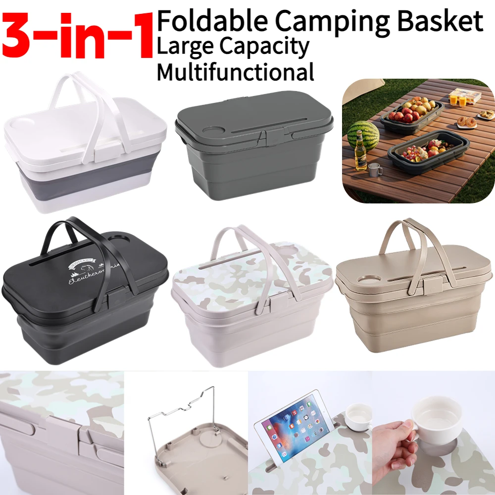 3-in1 Camping storage Bag Foldable Camping Basket Multifunctional ...