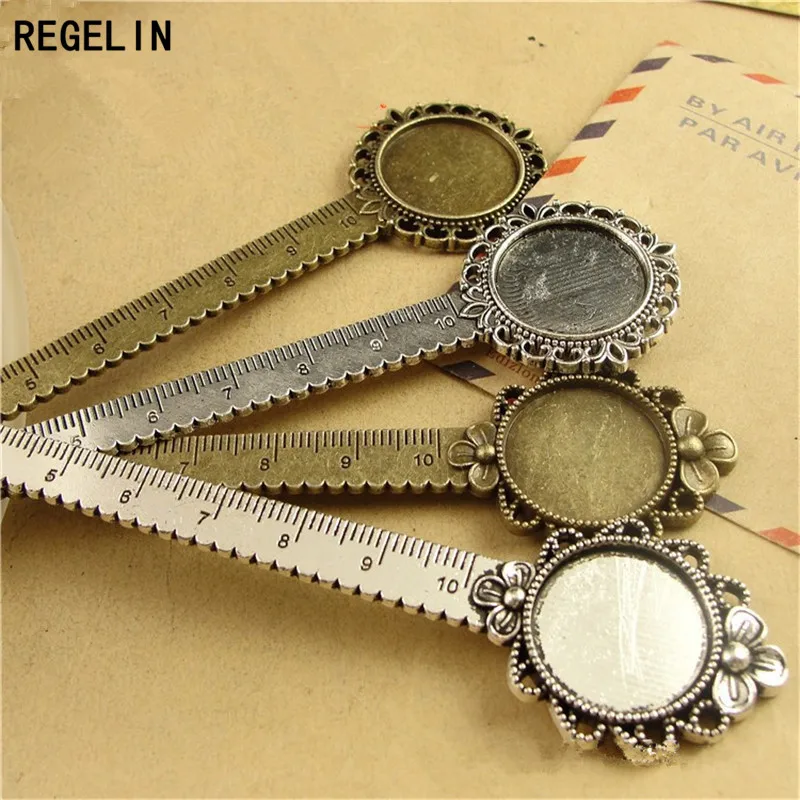 REGELIN Antique Vintage Metal Ruler Bookmark Cabochon Base Bookmark ...