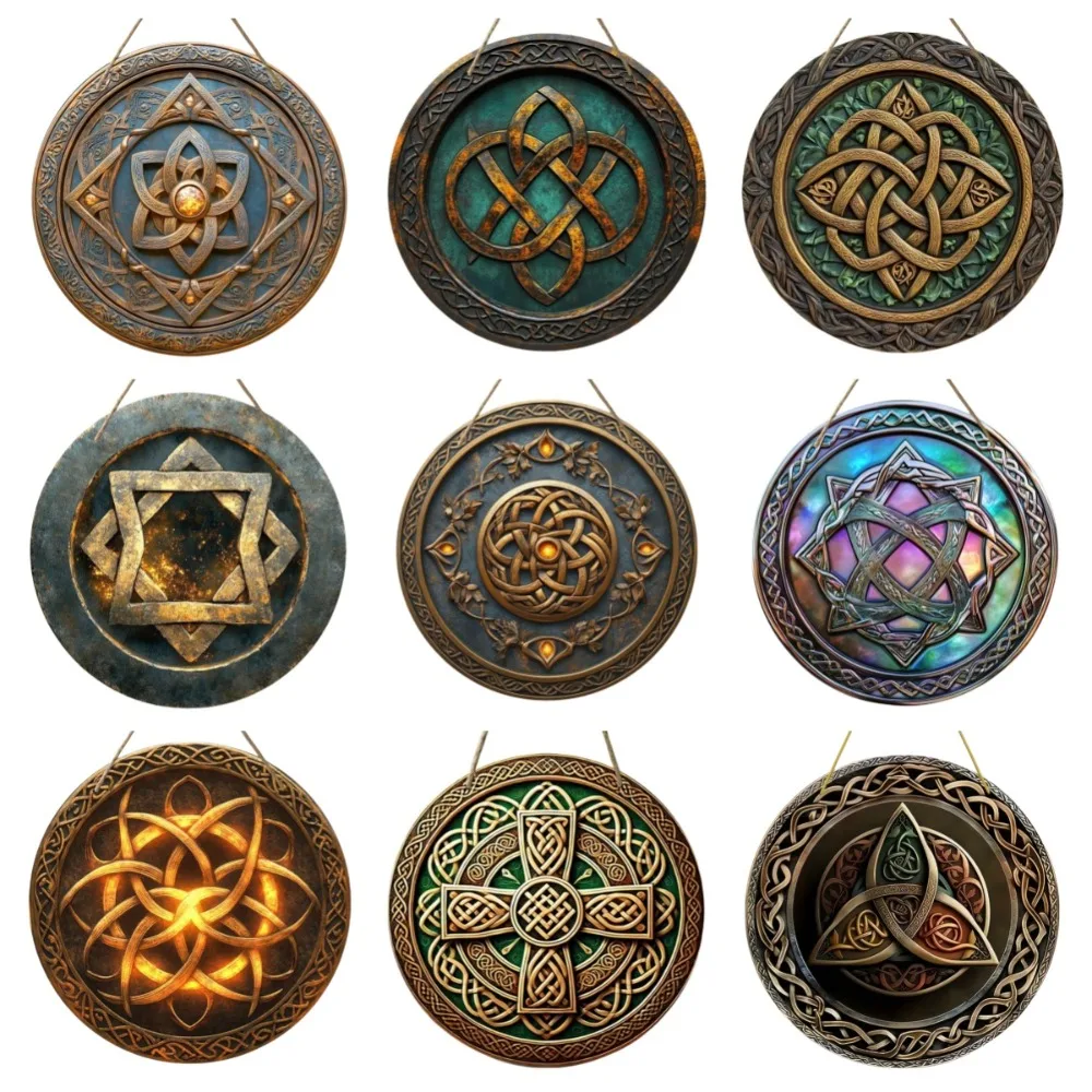 2D Retro Celtic Knot Circular Wooden Logo, Exquisite Design, Suitable ...