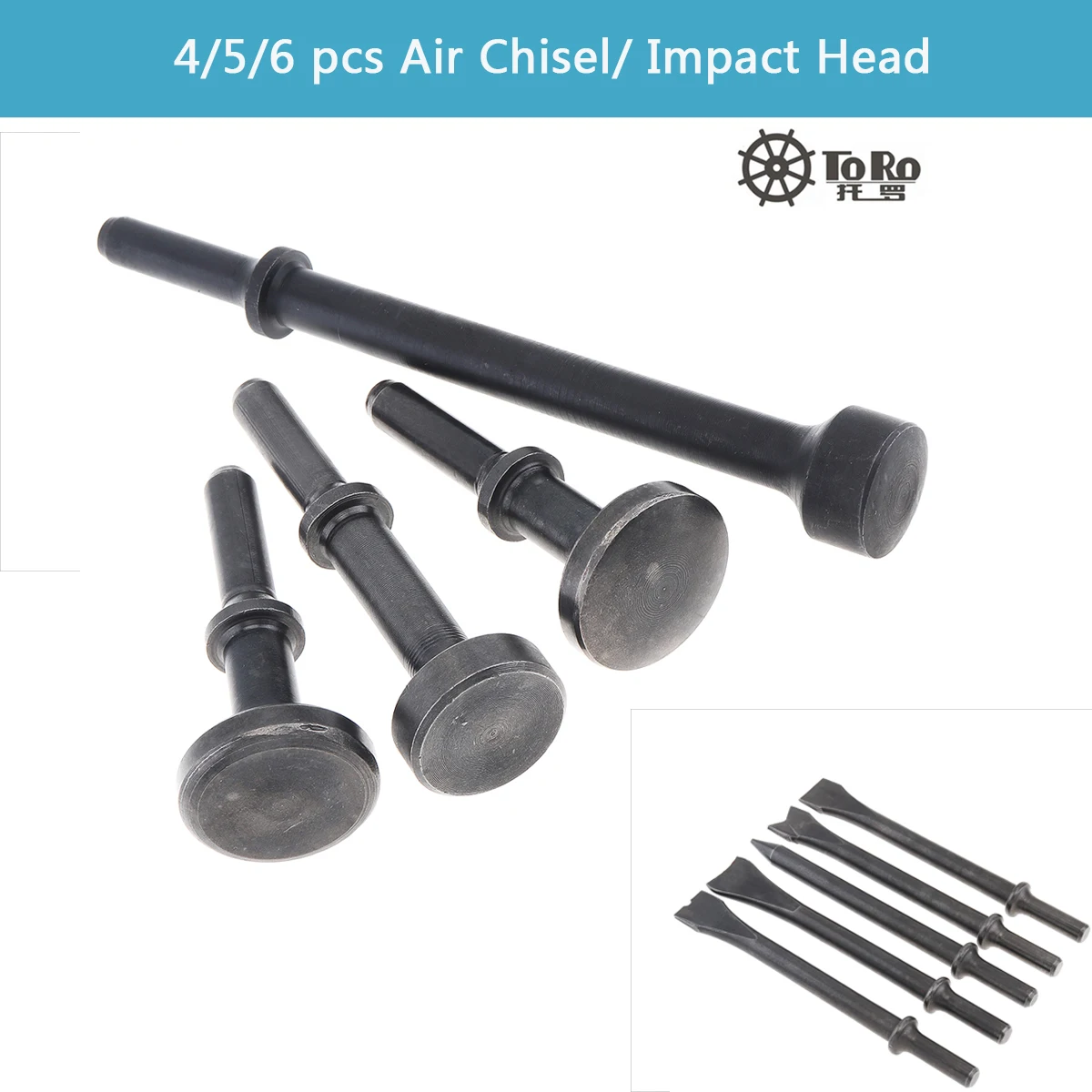 4-5-6-pcs-Hard-45-Steel-Solid-Air-Hammer-Chisel-Rivet-Impact-Head ...