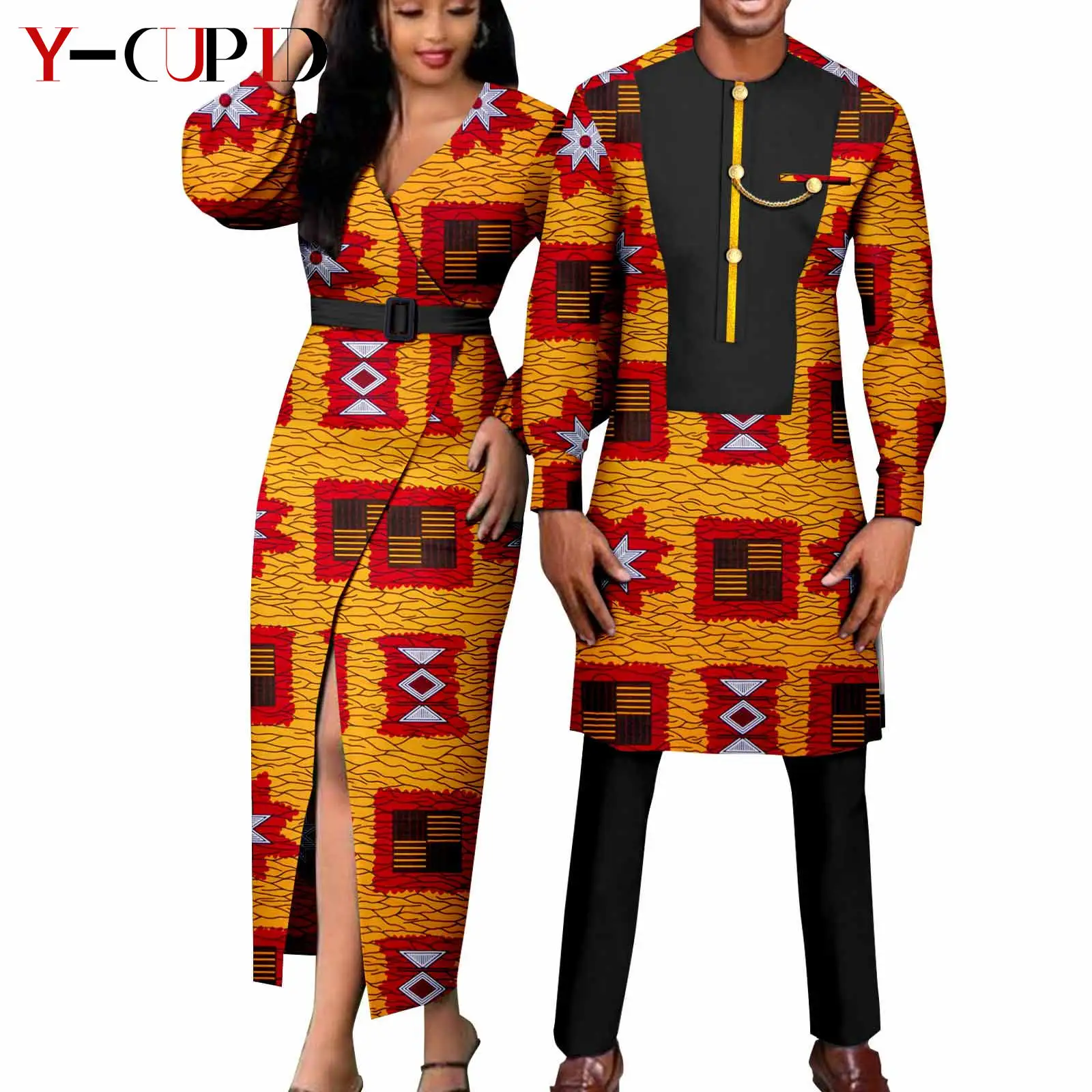 Dashiki-African-Suits-for-Men-Long-Top-and-Pant-Sets-Matching-Couple ...