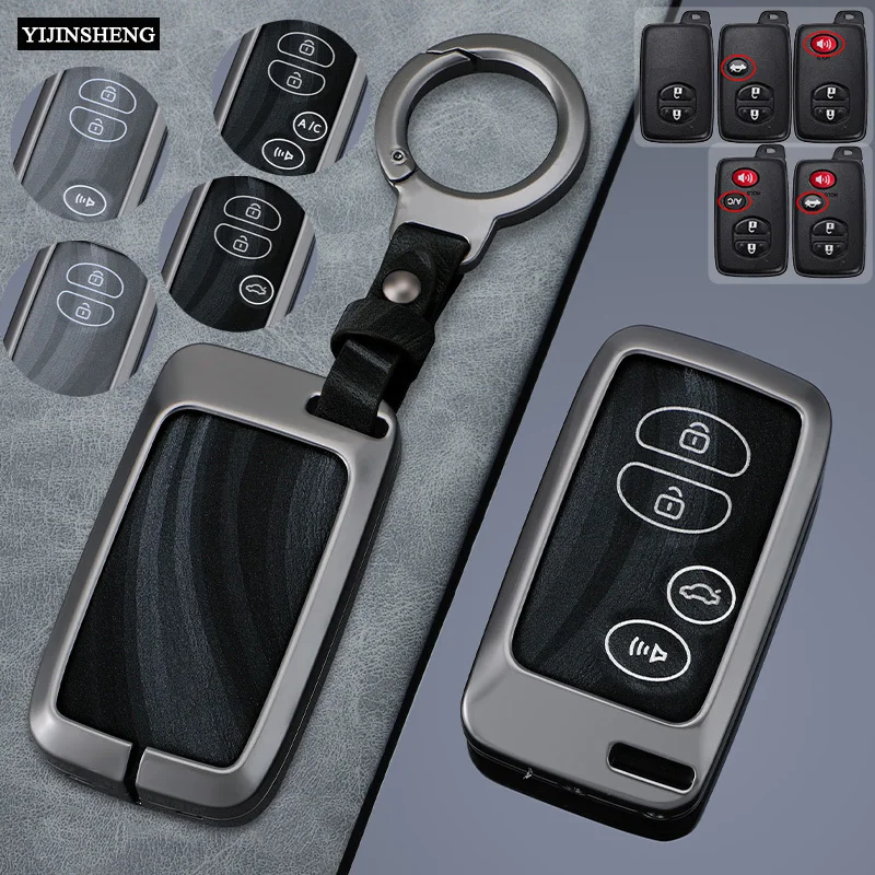 2 3 4 Buttons Metal + Leather Car Key Case Cover For Toyota Prius 30 ...