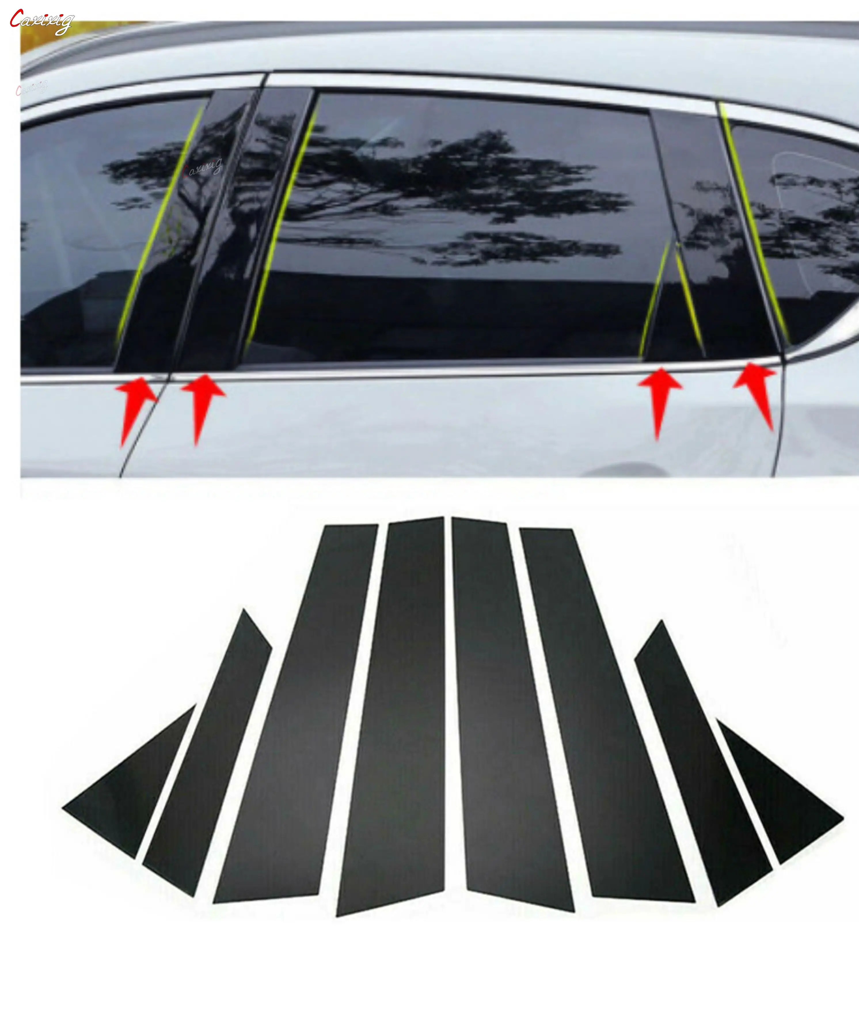 8Pcs-Car-Pillar-Posts-Window-Door-Moulding-Trims-Sticker-Fit-For-Nissan ...