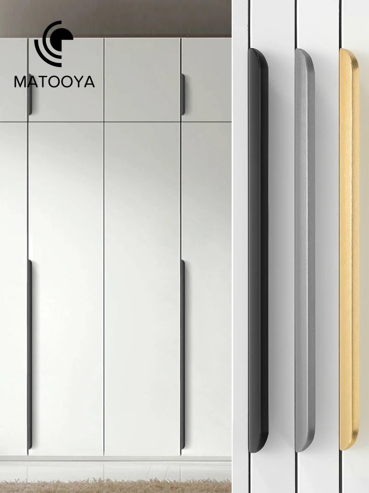 Gold-Black-Hidden-Handles-Invisible-Door-Handle-Aluminum-Alloy-Long ...