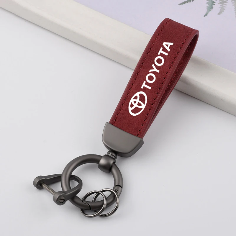 Metal-Leather-Car-Key-Ring-Auto-Keychain-Buckle-For-Toyota-Camry-RAV4 ...