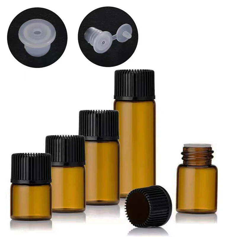 100pcs/lot 1/2/3/5/ML Refillable Empty Dropper Essential Oil Glass ...