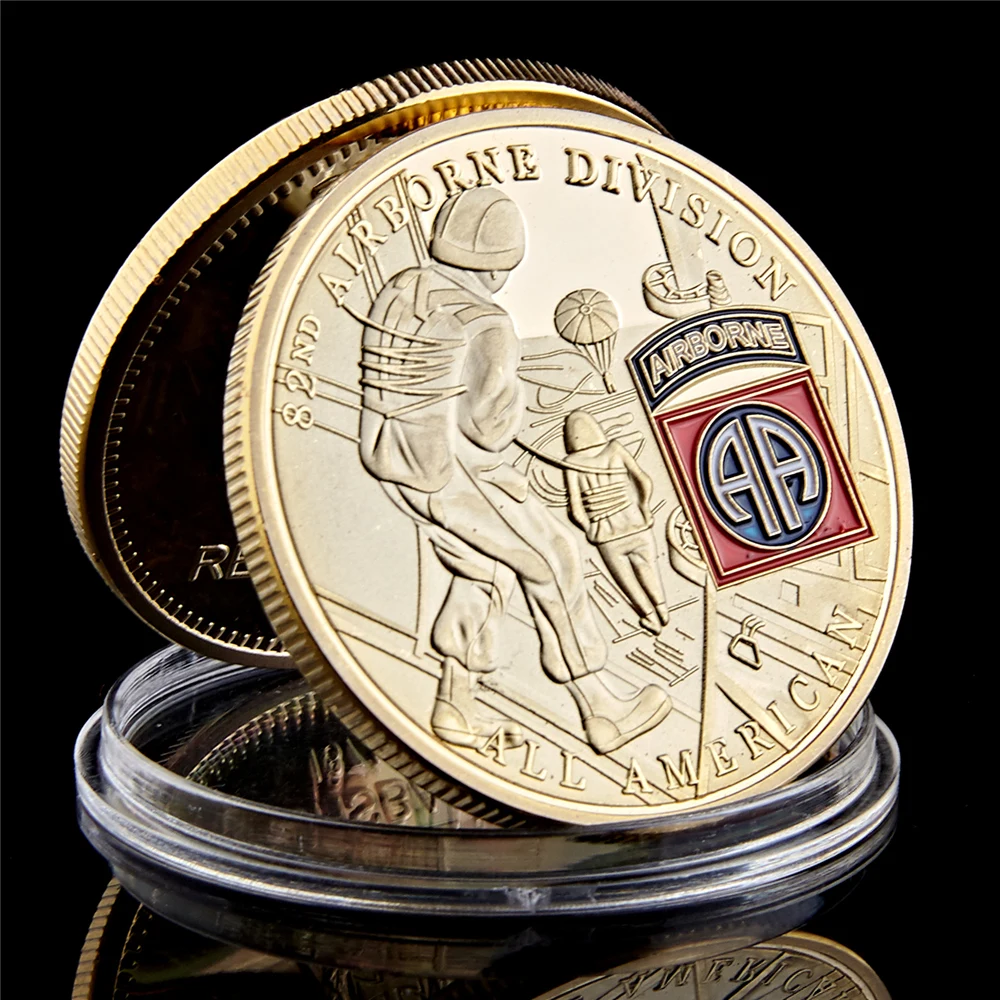 USA-Challenge-Coins-Souvenir-82nd-Airborne-Division-Gold-Military-US ...